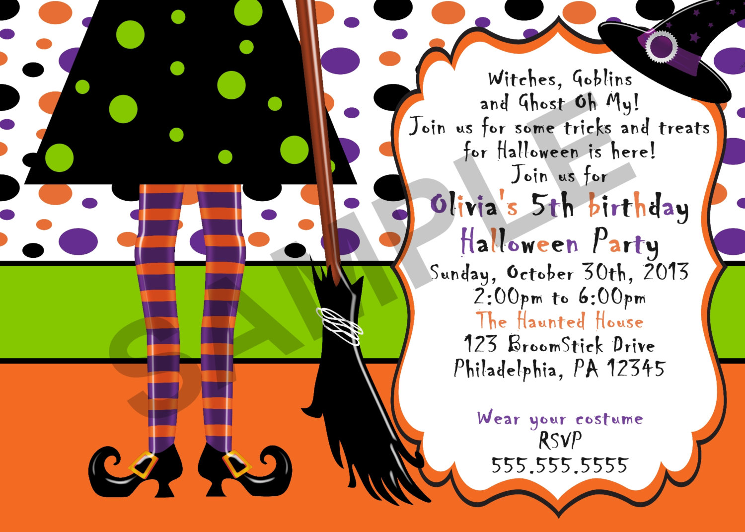 Halloween Witch Birthday Invitation (digital File) on Luulla