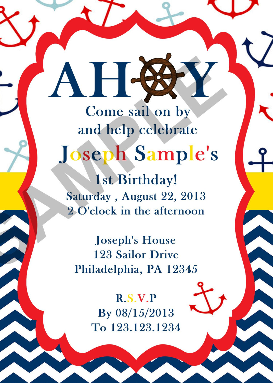 Nautical Sailor Birthday Invitation (digital File) on Luulla