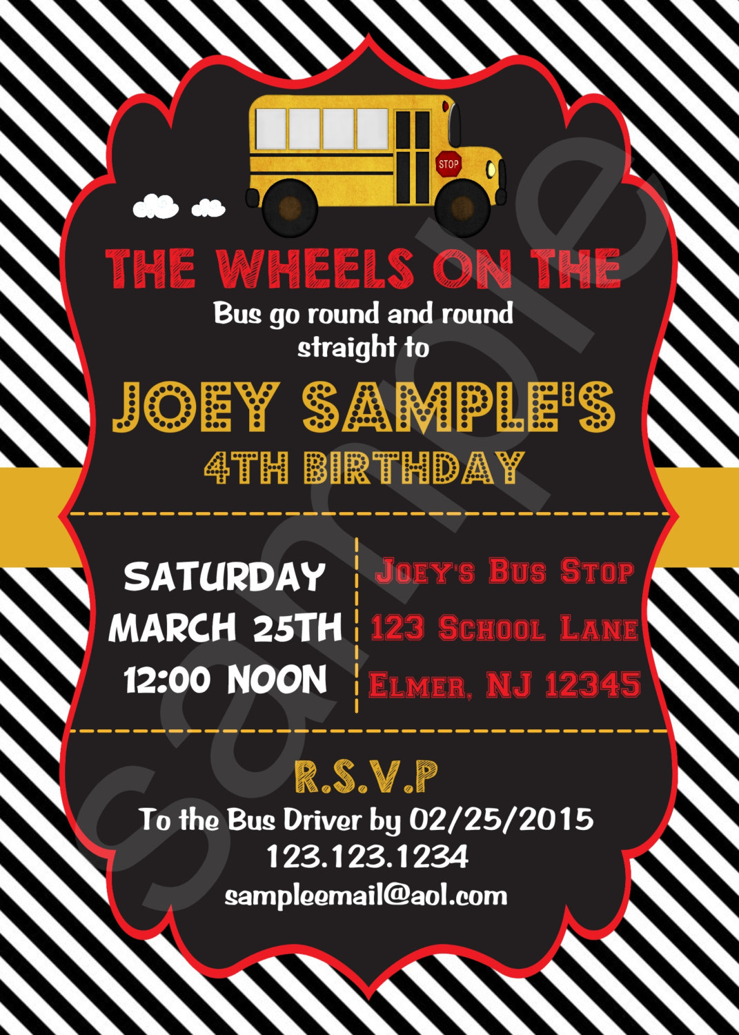 School Bus Birthday Invitation (digital File) on Luulla